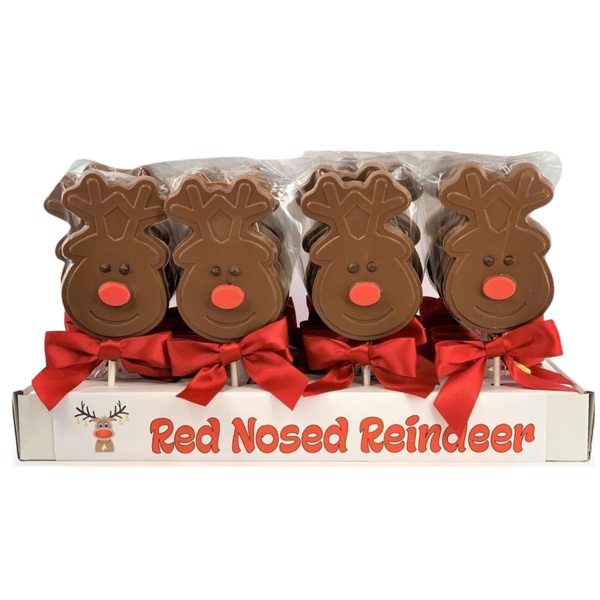 Red Nosed Reindeer Milk Chocolate Suckers | Holiday Add-On | Gift ...
